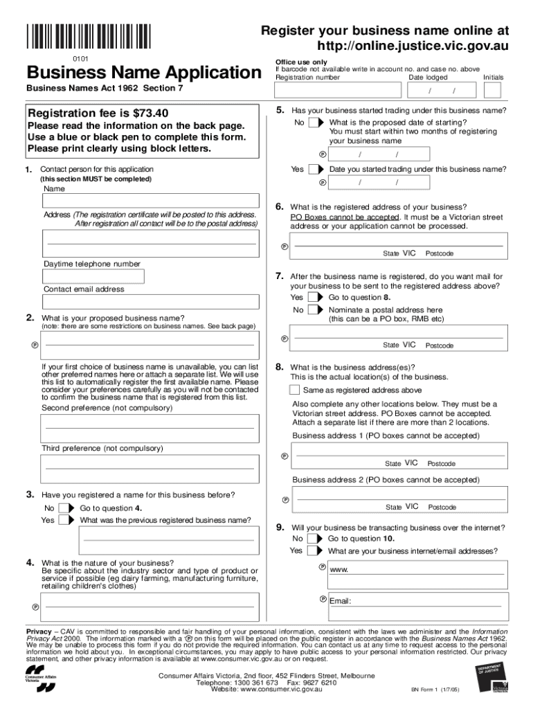 Fillable Online Business Name Application Form - PantherCorp Fax Email ...