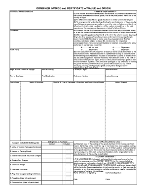 Fillable Online gilco co Combined Invoice and Certificate of Value amp Origin Fax Email Print ...