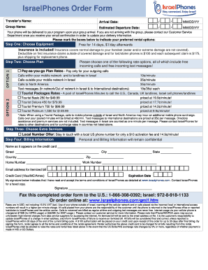 Fillable Online jewishmiami Israel Phones Order Form - jewishmiami Fax ...