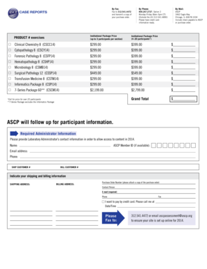 Fillable Online ascp 2014 Case Reports Order Form - ASCP - ascp Fax ...