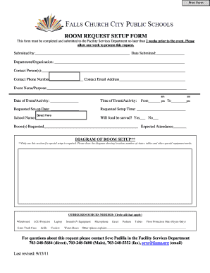 Fillable Online fccps ROOM REQUEST SETUP FORM Fax Email Print - pdfFiller