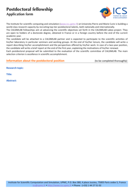 Fillable Online Postdoctoral fellowship Application form Fax Email ...