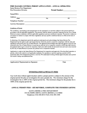 Fillable Online santamonicafire Fire hazard control permit application ...