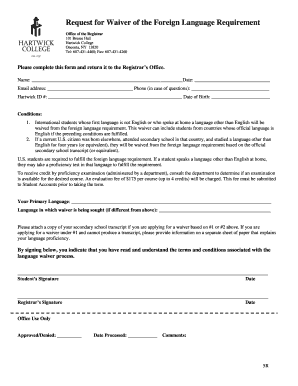 Fillable Online Request for Waiver of the Foreign Language Requirement ...