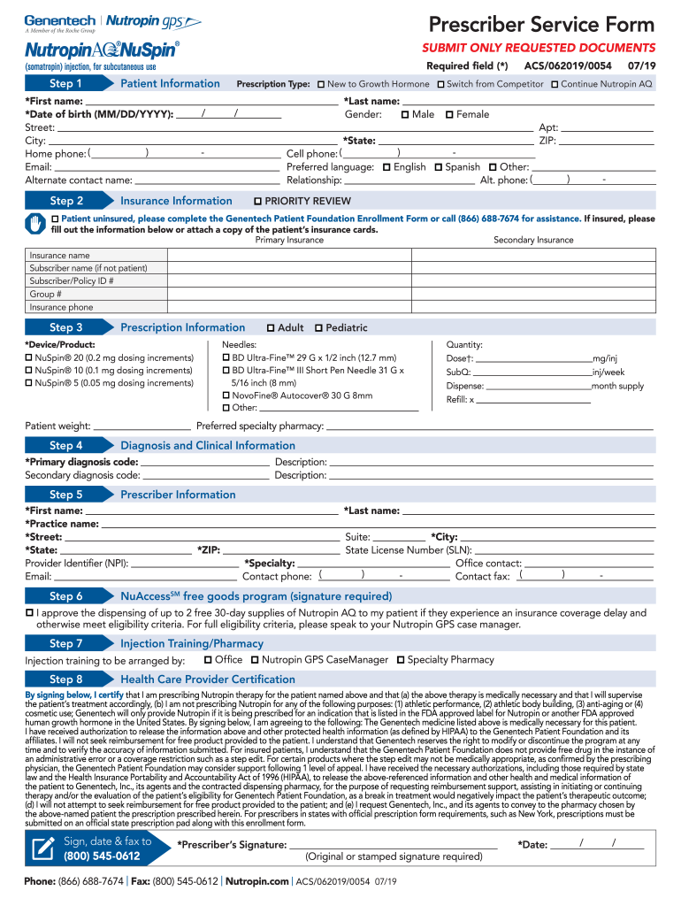 Prescriber Service Form - Blank Fillable Template | Fill Out, Print ...