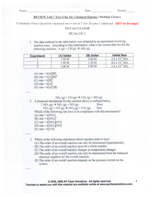 Fillable Online REVIEW Unit 7 Test (Chp 14): Chemical Kinetics ...