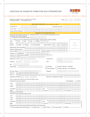 Fillable Online ADDITION OF MANDATE FORM FOR SOLE PROPRIETOR Fax Email ...