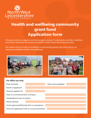 Fillable Online Health and wellbeing community grant fund Application ...