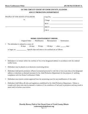 Fillable Online Home Confinement Order Fax Email Print - pdfFiller