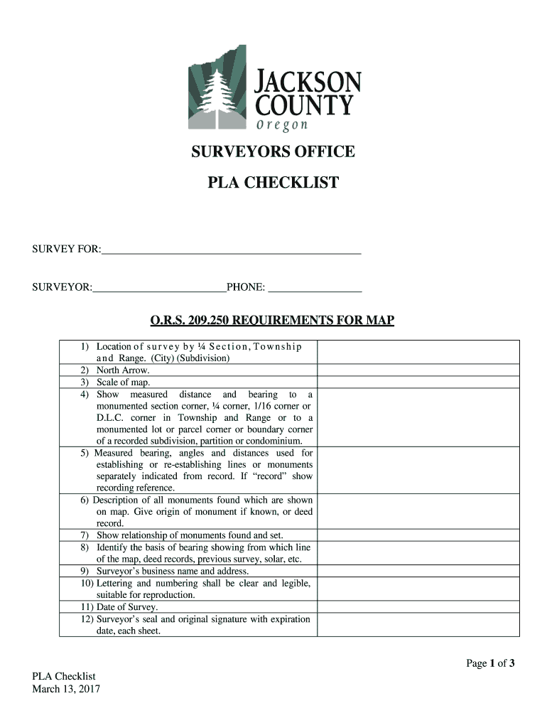 Fillable Online PLA CHECKLIST Fax Email Print - pdfFiller