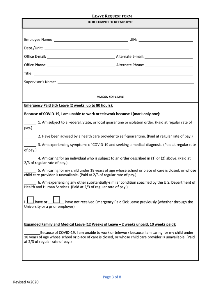 Fillable Online (FFCRA) Leave Form - System Human Resource Services Fax ...