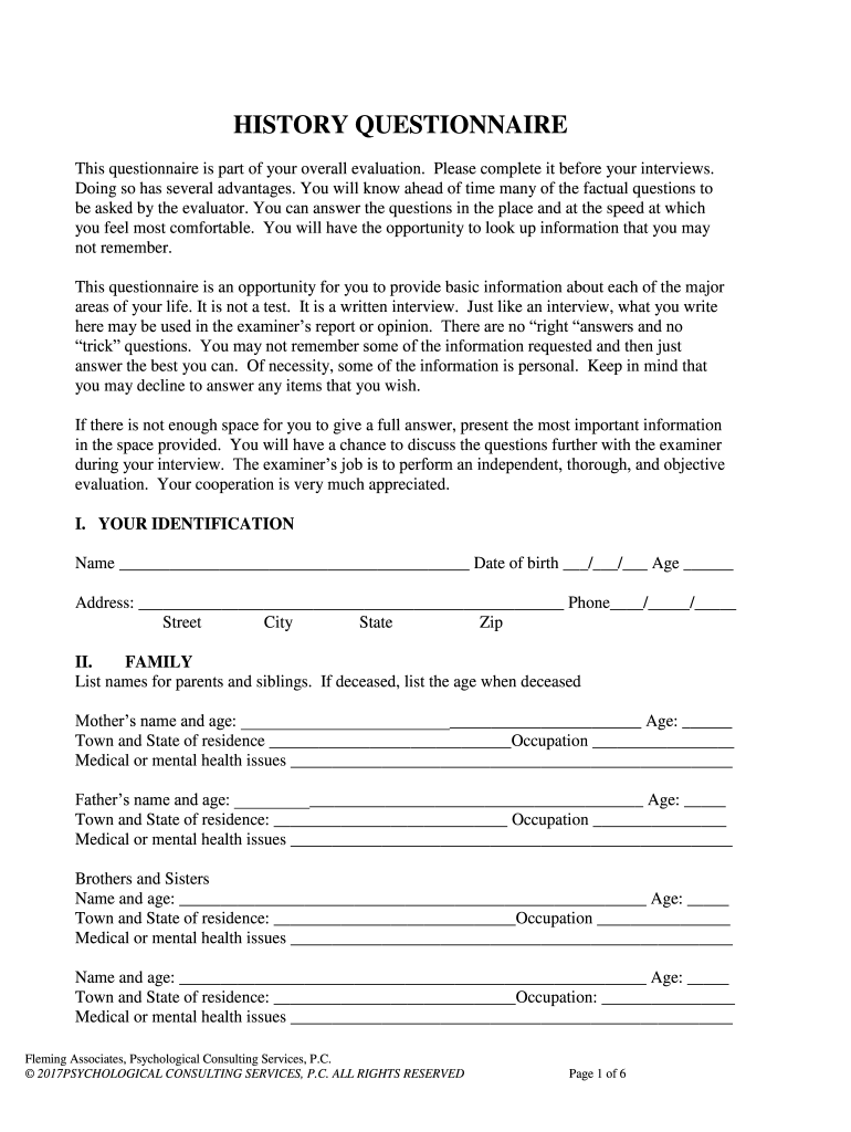 Fillable Online Questionnaire: : Definition, Examples, Design and Types ...