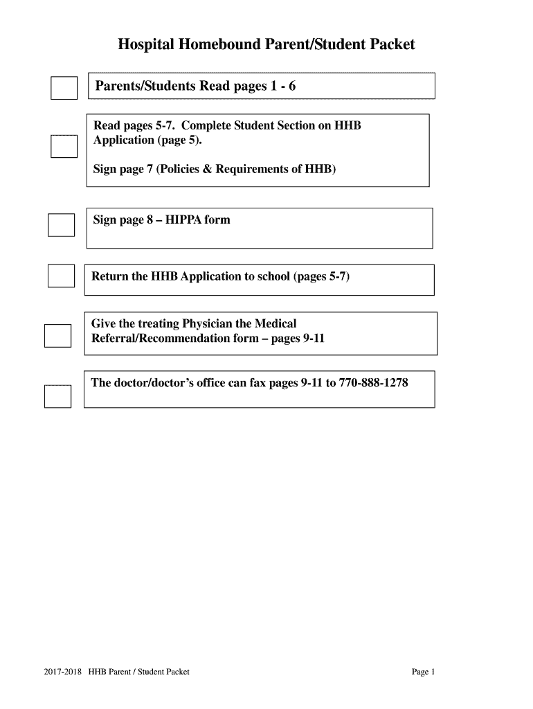 Fillable Online Hospital Homebound Parent/Student Packet Fax Email ...