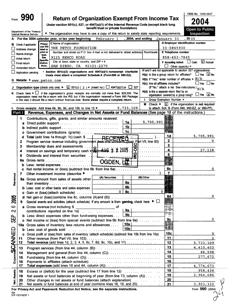Fillable Online Return of Organization Exempt From Income Tax COPY Fax ...