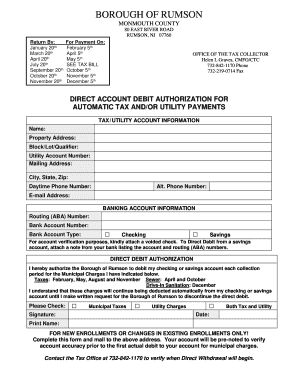 Fillable Online the Direct Debit Authorization Form Fax Email Print - pdfFiller