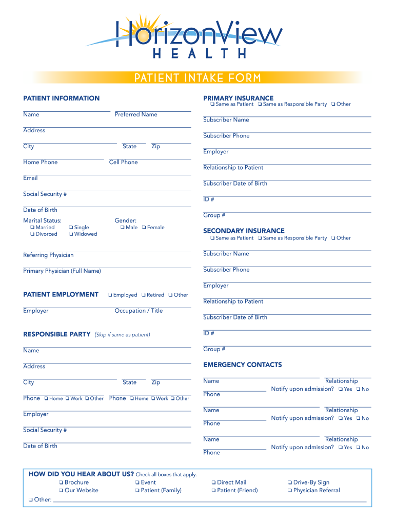 Fillable Online HVH - Patient Intake Forms Fax Email Print - pdfFiller