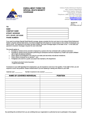 Fillable Online ENROLLMENT FORM FOR Indiana Public Retirement System ...