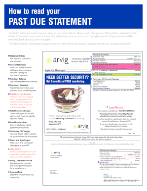 Fillable Online How to read your PAST DUE STATEMENT - arvig.net Fax ...