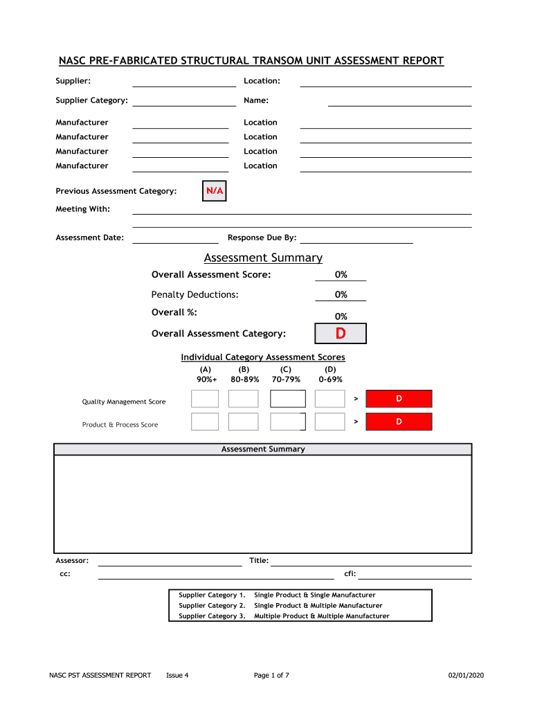 Fillable Online NASC PRE-FABRICATED STRUCTURAL TRANSOM UNIT ASSESSMENT ...