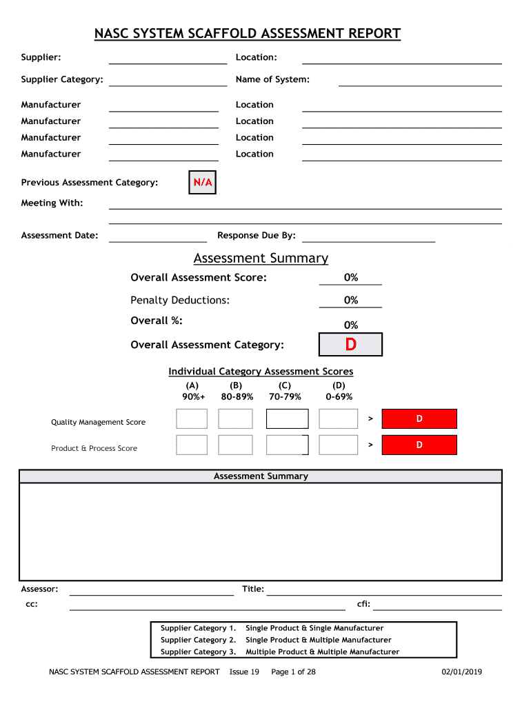 Fillable Online NASC SYSTEM SCAFFOLD ASSESSMENT REPORT Fax Email Print ...