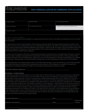 Fillable Online NON-MEDICAL LEAVE OF ABSENCE APPLICATION Fax Email ...
