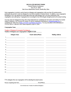 Fillable Online DELEGATE REPORT FORM Central District Conference June ...