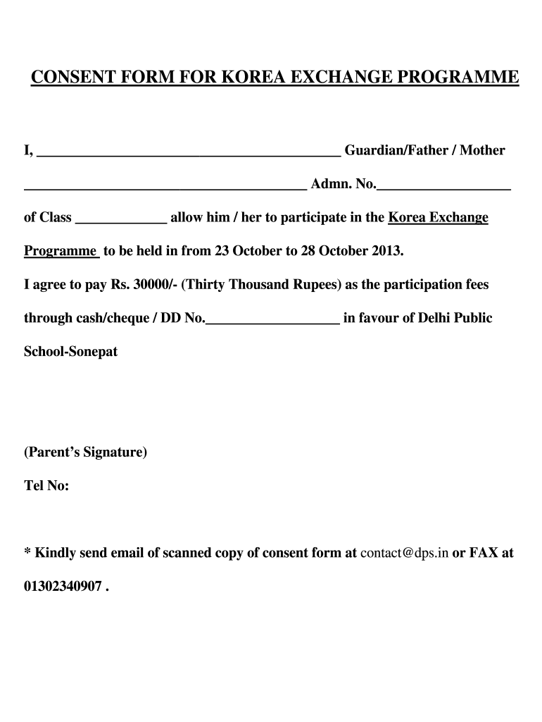 Fillable Online Consent Form Korea.doc Fax Email Print - pdfFiller