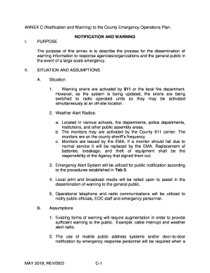 Fillable Online ANNEX C(Notification and Warning) to the County ...