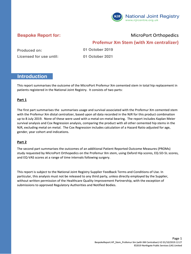 Fillable Online Introduction MicroPort Orthopedics Profemur Xm Stem ...