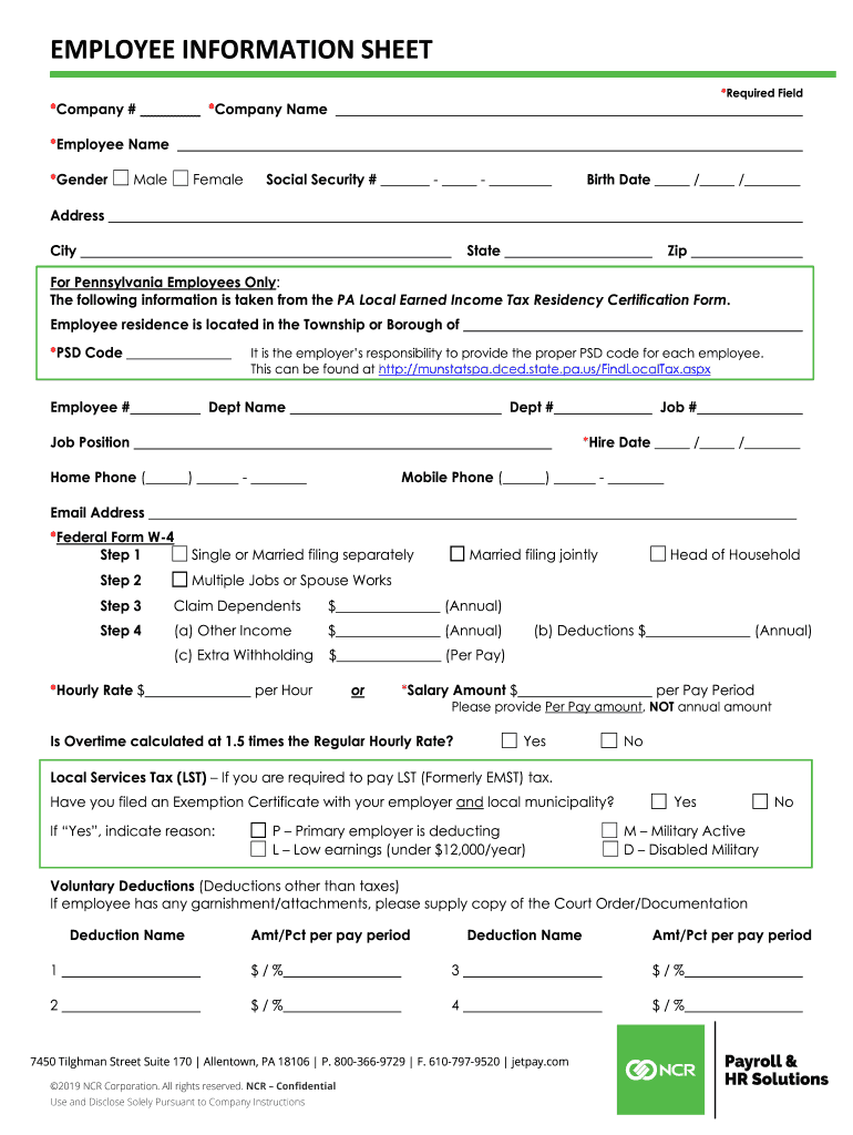 Fillable Online Personnel Payroll Data Sheet Fax Email Print - pdfFiller