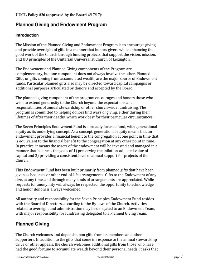 Fillable Online Planned Giving and Endowment Program Fax Email Print ...