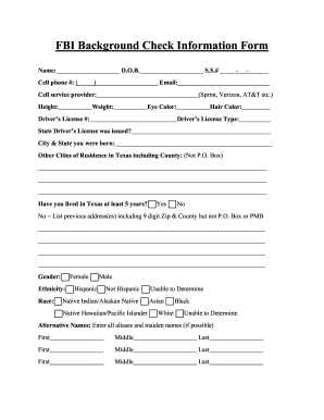 Fillable Online FBI Background Check Information Form Fax Email Print ...