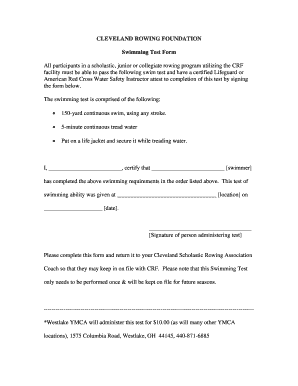 Fillable Online Swim Test Form.doc Fax Email Print - pdfFiller