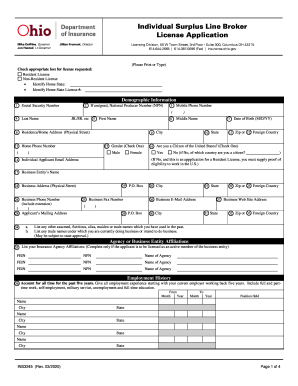Fillable Online Forms - Ohio Department of Insurance Fax Email Print ...