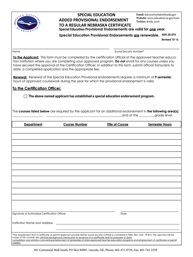 Fillable Online TO A REGULAR NEBRASKA CERTIFICATE Fax Email Print ...
