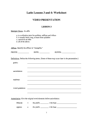 Fillable Online Latin Lessons 3 and 4: Worksheet Fax Email Print ...