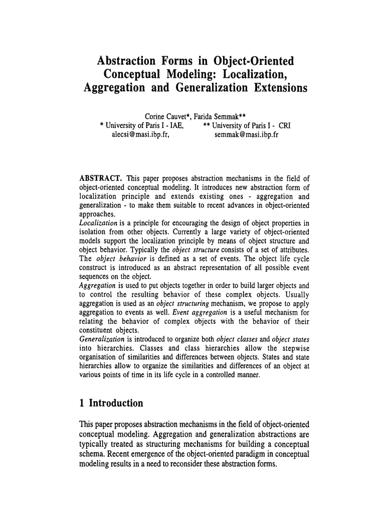 Fillable Online Abstraction forms in object-oriented conceptual modeling Fax Email Print - pdfFiller