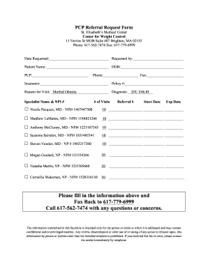 Fillable Online PCP Referral Request Form.docx Fax Email Print - pdfFiller