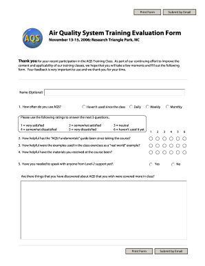 Fillable Online Air Quality System Training Evaluation Form Fax Email ...