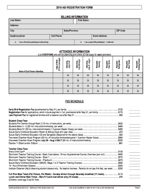 Fillable Online 2019 ASI REGISTRATION FORM Fax Email Print - pdfFiller
