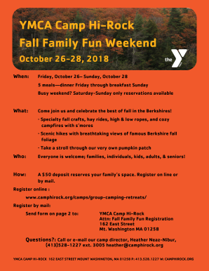 Fillable Online YMCA Camp Hi Rock Fall Family Fun Weekend Fax Email ...