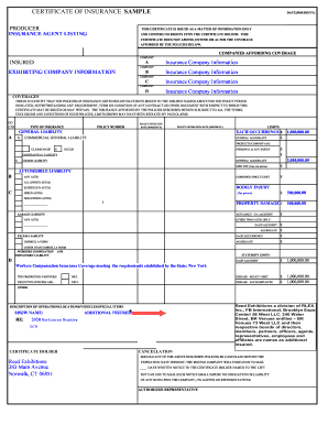 Fillable Online COI SAMPLE.xls Fax Email Print - pdfFiller
