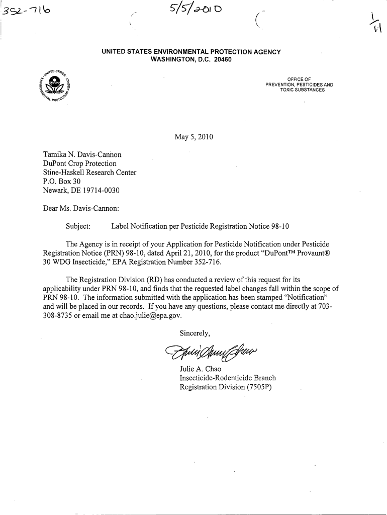 Fillable Online U.S. EPA, Pesticides, Label, DUPONT PROVAUNT ...