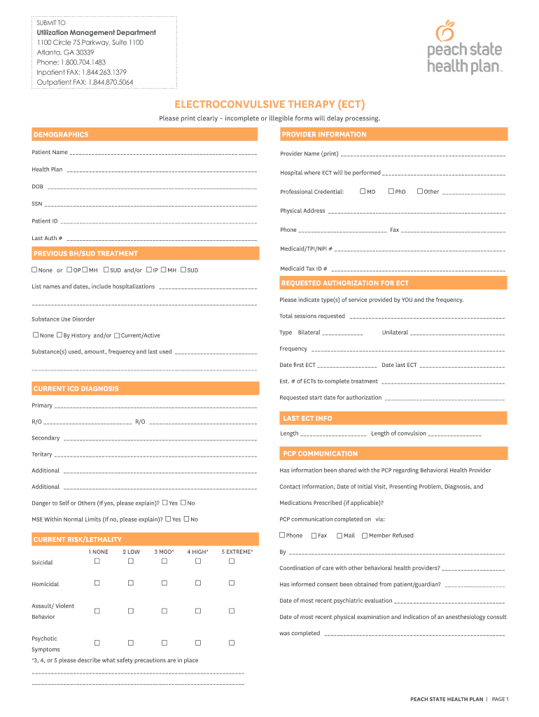 Fillable Online PSHP - Electroconvulsive Therapy (ECT ...