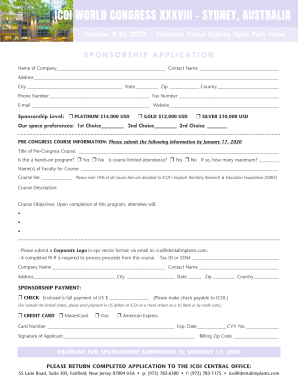 Fillable Online ICOI WORLD CONGRESS XXXVIII - SYDNEY, AUSTRALIA Fax ...