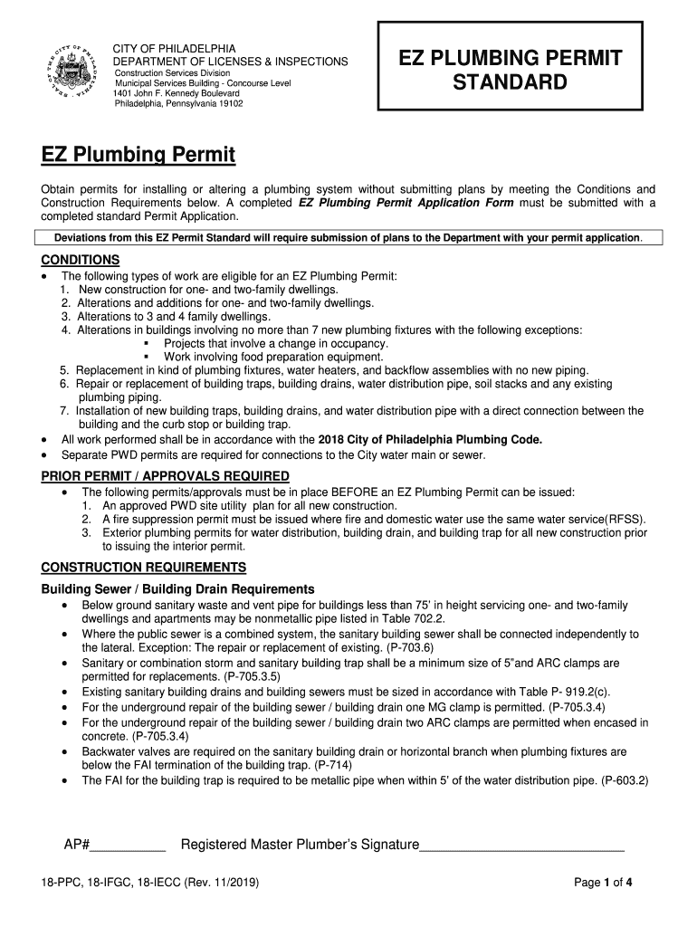 Fillable Online EZ PERMIT CITY OF PHILADELPHIA DEPARTMENT OF LICENSES ...