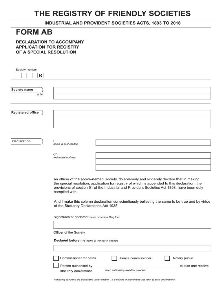 Fillable Online Form AA - Ind. and Prov. Soc. - Application for ...