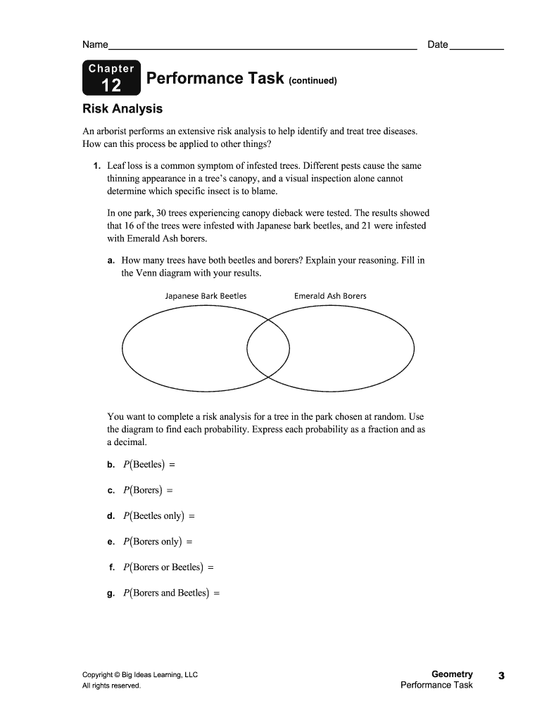 Fillable Online Chapter 12 Performance Task (continued) - Big Ideas ...