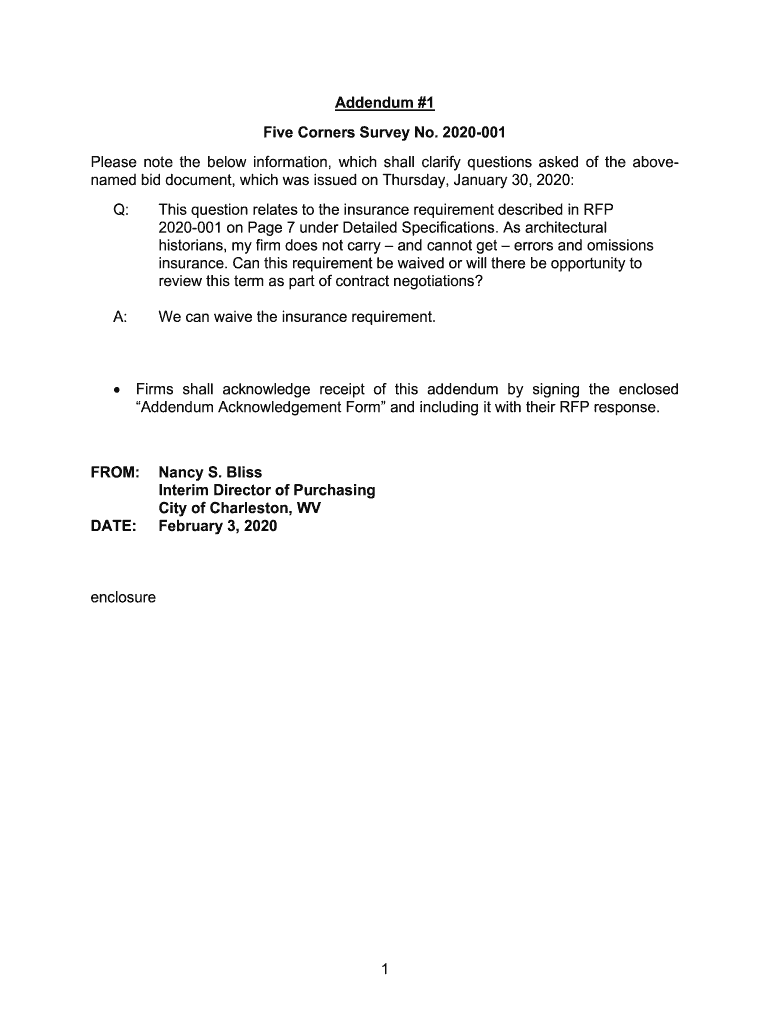 Fillable Online Amended Bid Specs Five Corners Survey 2020-001.pdf Fax ...