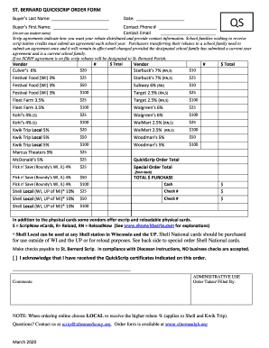 Fillable Online BERNARD QUICKSCRIP ORDER FORM Fax Email Print - pdfFiller